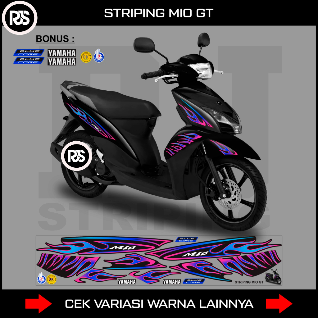 Jual STRIPING STIKER API BUAT MOTOR MIO GT DAN MIO J / STICKER LIST ...