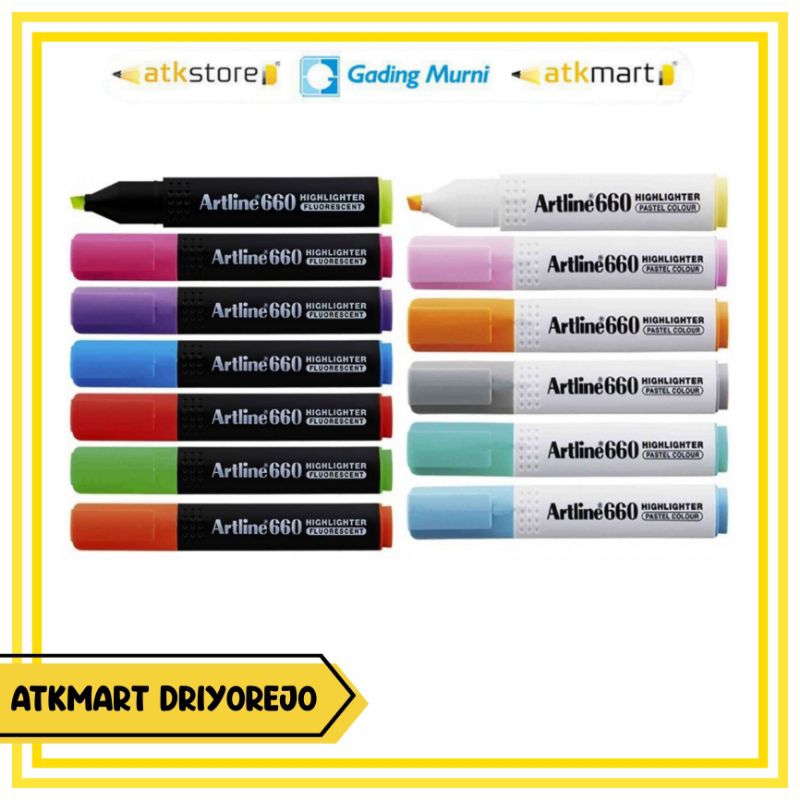 Jual ARTLINE TEXTMARKER TYPE EK-660 WARNA PASTEL / WARNA NEON - STABILLO - HIGHLIGHTER WARNA ...