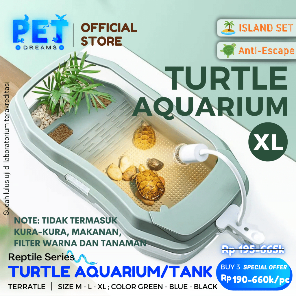 Jual YIY AQUARIUM KURA KURA SIZE XL KANDANG AKUARIUM TEMPAT BAK EMBER RUMAH TURTLE AIR BRAZIL ...