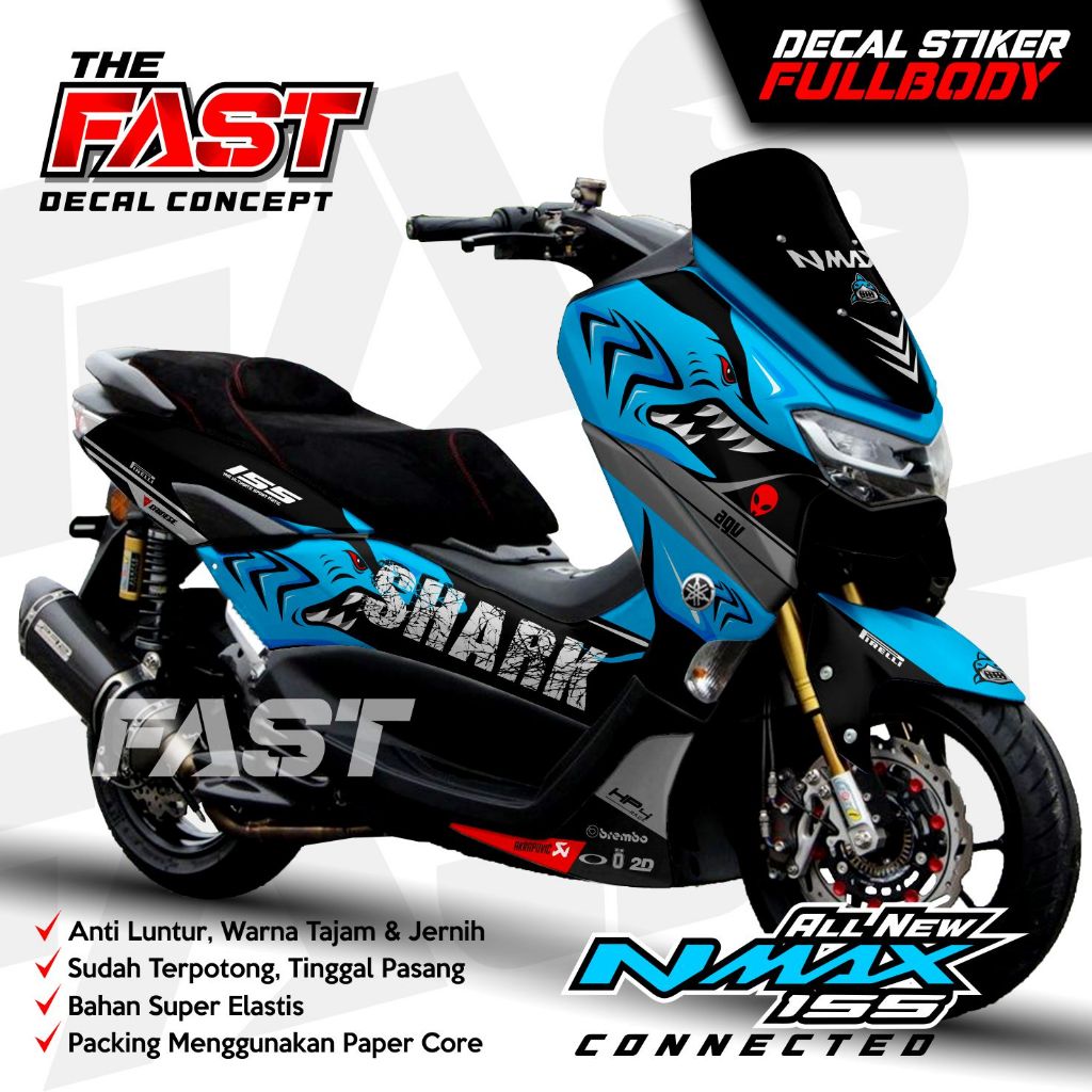Jual BISA COD Decal Sticker Yamaha Nmax 155 New Fullbody Shark Decal ...