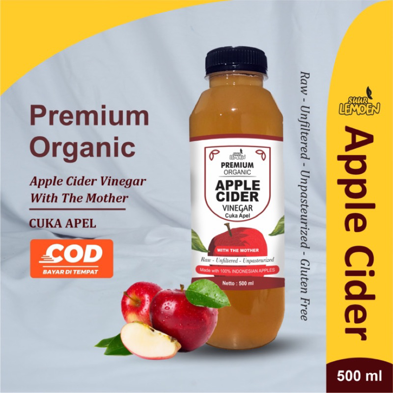 Jual CUKA APEL Apple Cider Vinegar | - 500 ml Premium CUKA APEL Organik ...