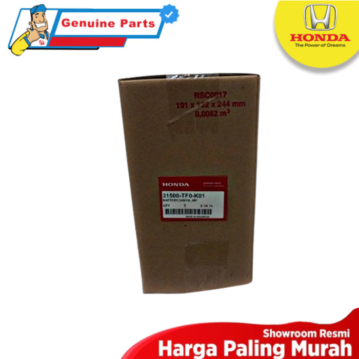 Jual 31500TF0K01 BATTERY 34B19L MF AKI BASAH HONDA ORIGINAL PART ...