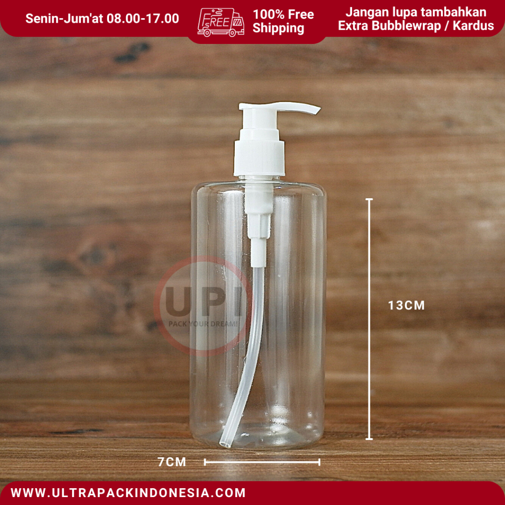 Jual BOTOL PET RF 24 500ML CLEAR + LOTION PUMP PUTIH | Shopee Indonesia