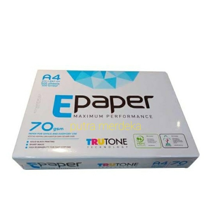 Jual KERTAS HVS EPAPER A4 70 GRAM 1 RIM | Shopee Indonesia