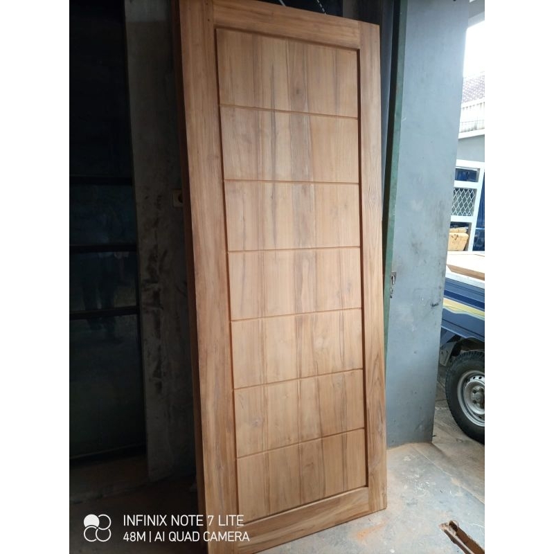 Jual pintu kayu jati asli model minimalis kayu sudah kering | Shopee ...