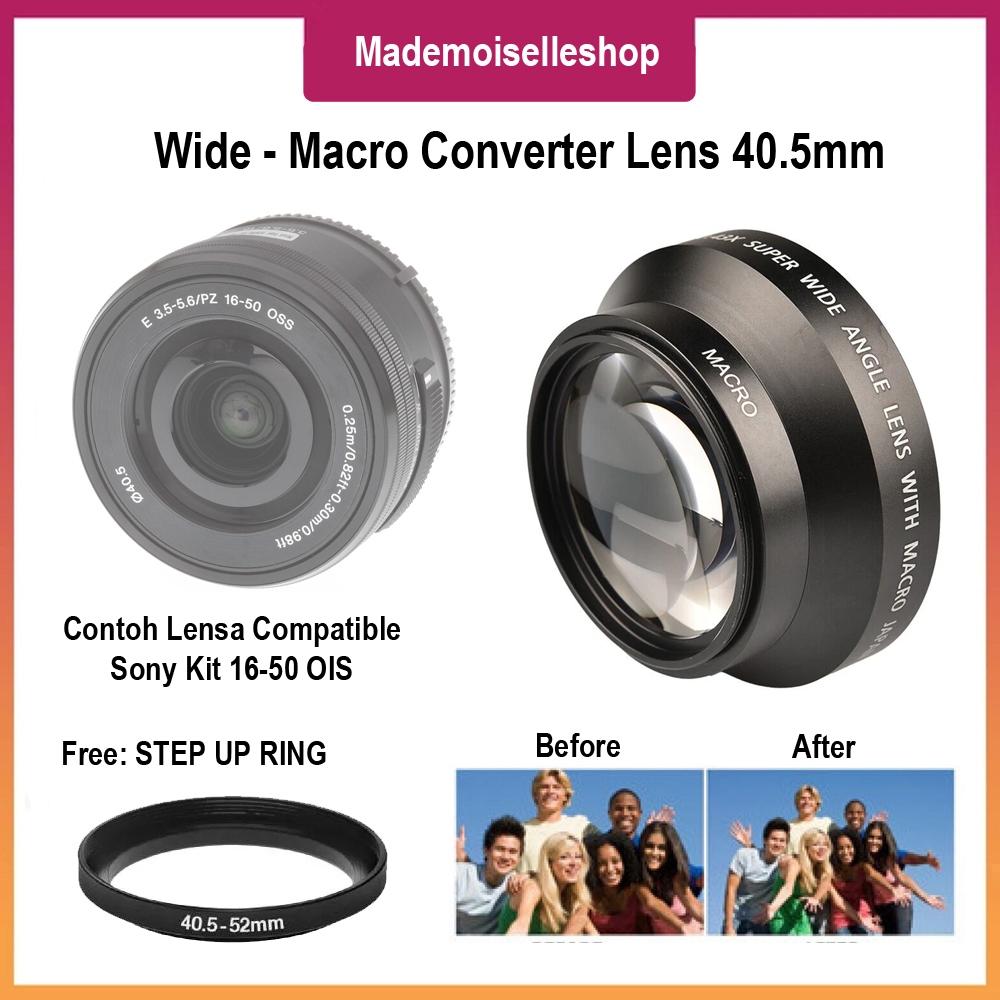Jual Wide Angle Lens & Macro Lens Converter - 40.5mm - For Sony 16-50 ...