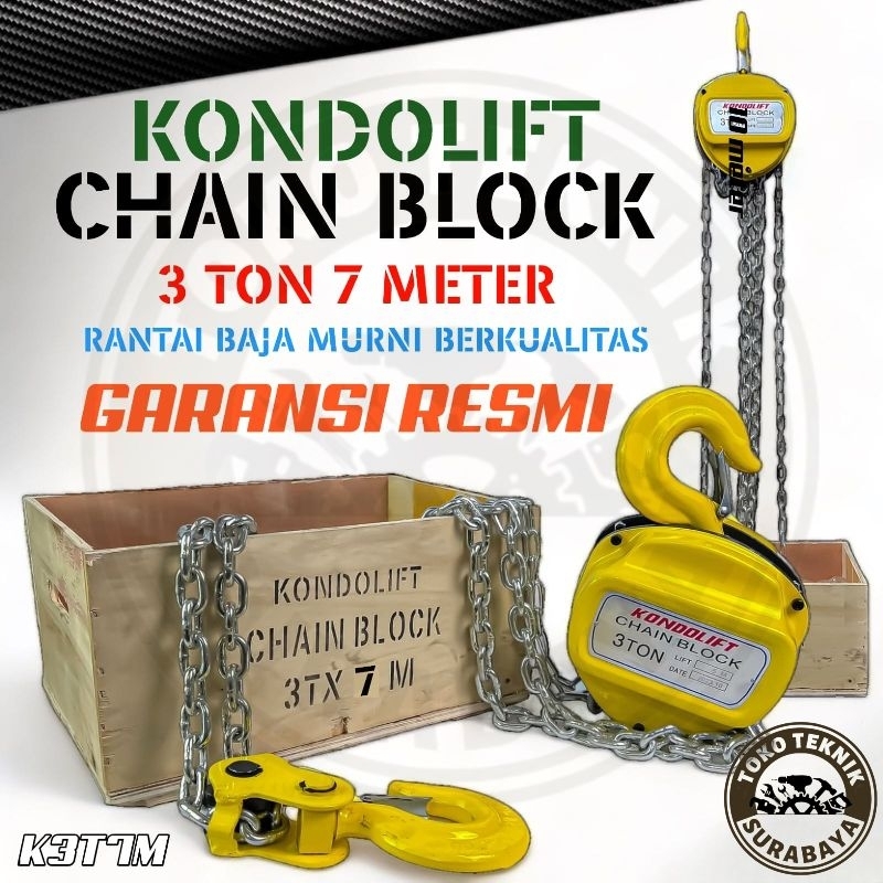 Jual KONDOLIFT CHAIN BLOCK K3T7M 3 TON 7 METER KATROL KEREKAN DEREK ...