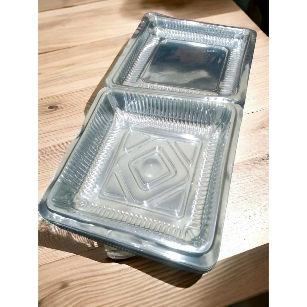 Jual [ HARGA 10 PCS ] PLASTIK MIKA KUE UKURAN 22CM x 22CM / MIKA KOTAK ...