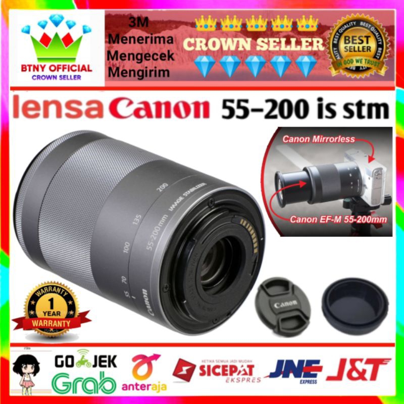 Jual Lensa Tele Canon EF M 55 200mm IS STM for Camera EOS m EFM ...