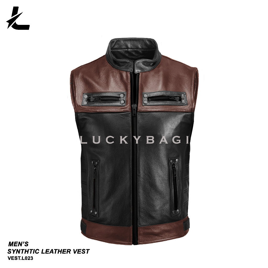 Jual Rompi Kulit Pria Riders Vest Rompi Kulit Sintetis Rompi Motor ...