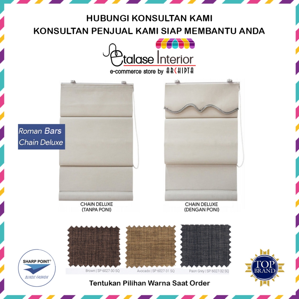 Jual Sharp Point - Roman Bar, Roman Shade Gorden Tirai Chain Deluxe ...