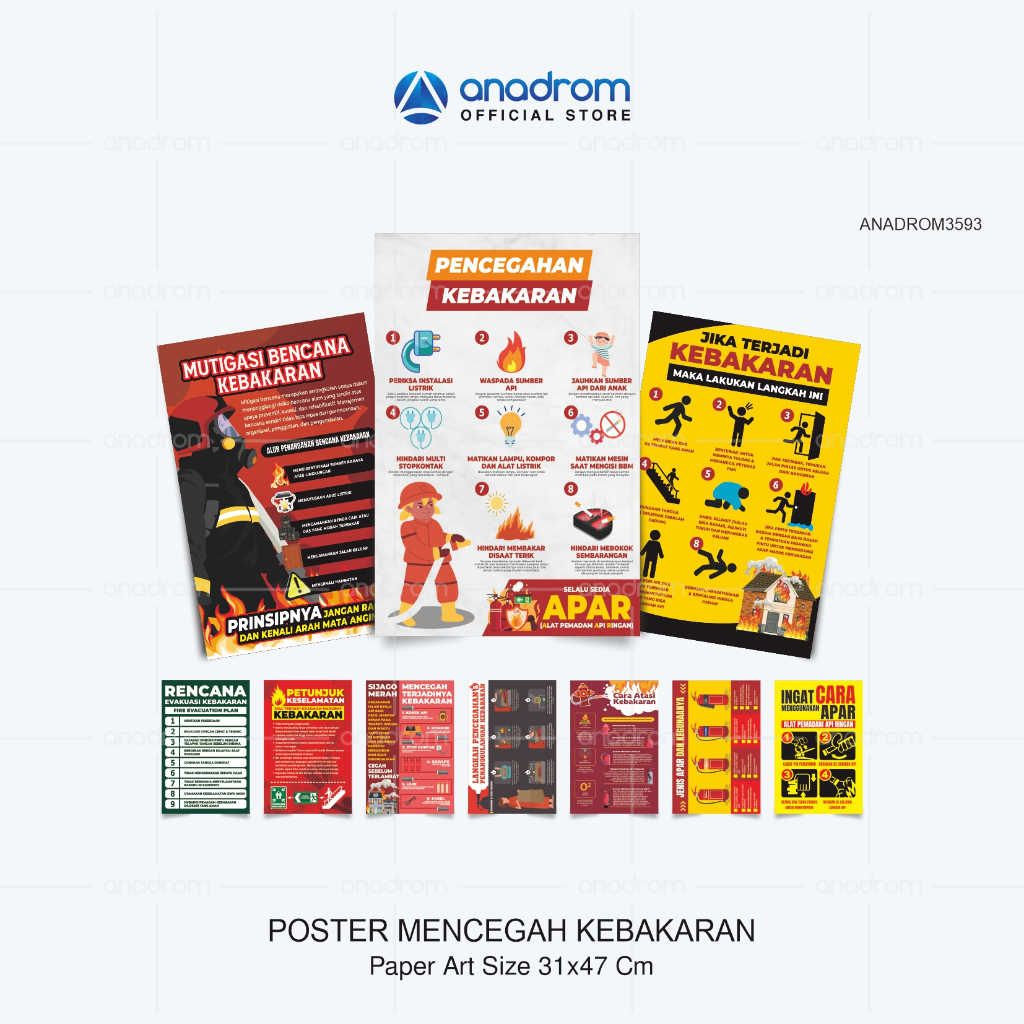 Jual Poster Seputar Kebakaran | Poster Langkah langkah Mencegah ...