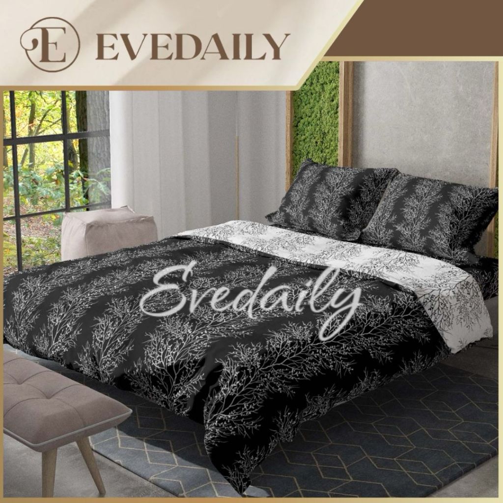 Jual Bed Cover Set White Ara Mix Black Ara 90x200 - 200x200 - Evedaily ...