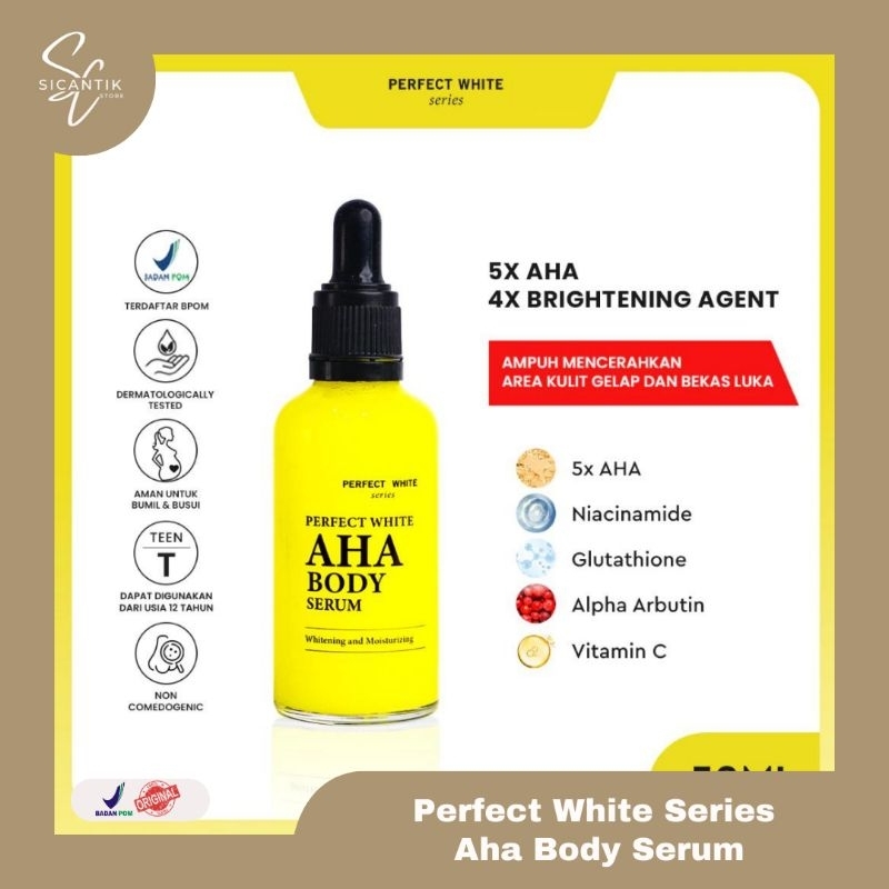 Jual PERFECT WHITE AHA BODY SERUM WHITENING & MOISTURIZING ORIGINAL | SERUM PEMUTIH BADAN AHA ...