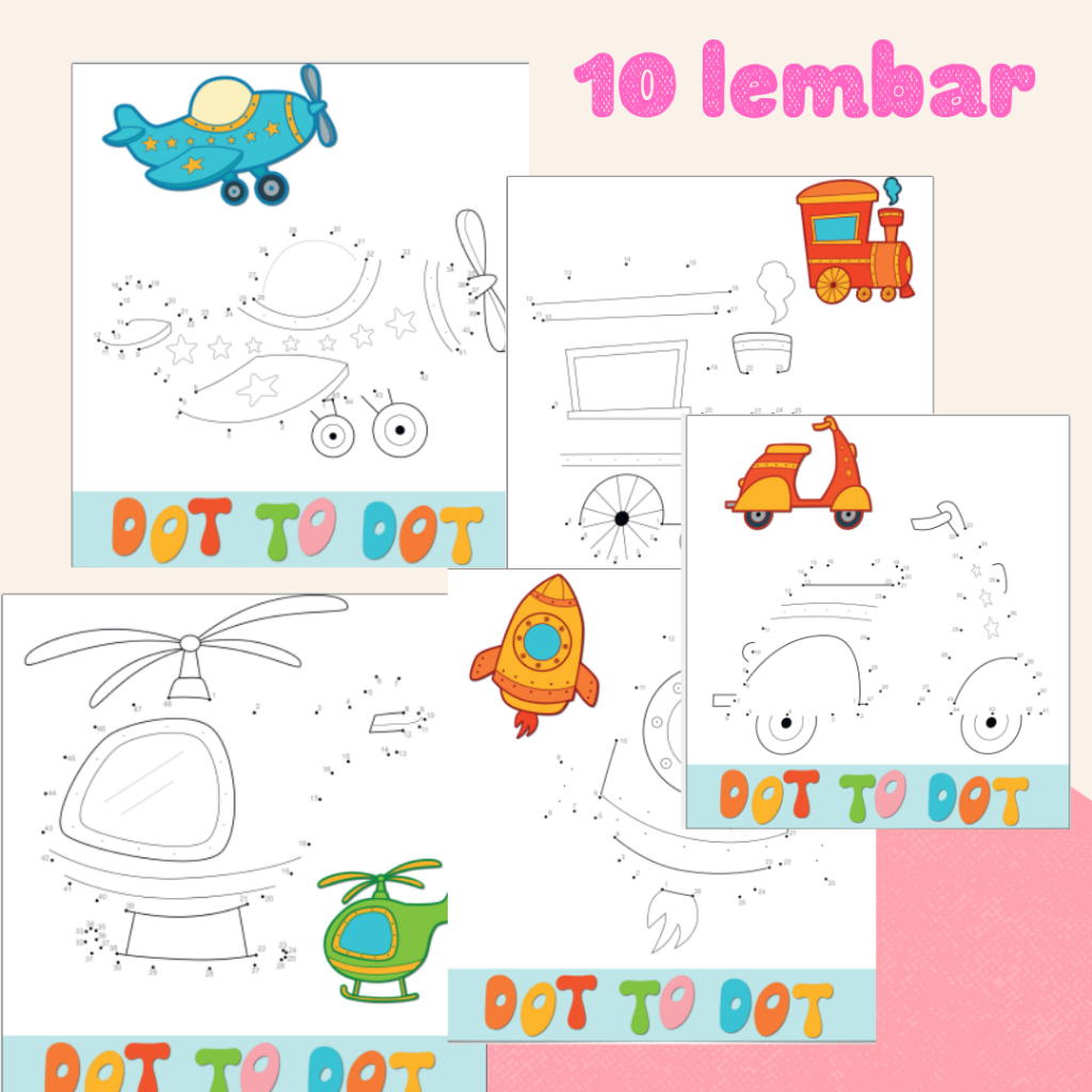 Jual 10 lembar Menghubungkan Garis dan Mewarnai Dot To Dot Worksheet ...