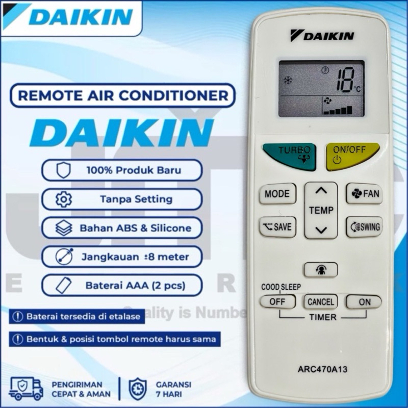 Jual Remote Remot Ac Daikin ARC470413 Original Pabrik | Shopee Indonesia