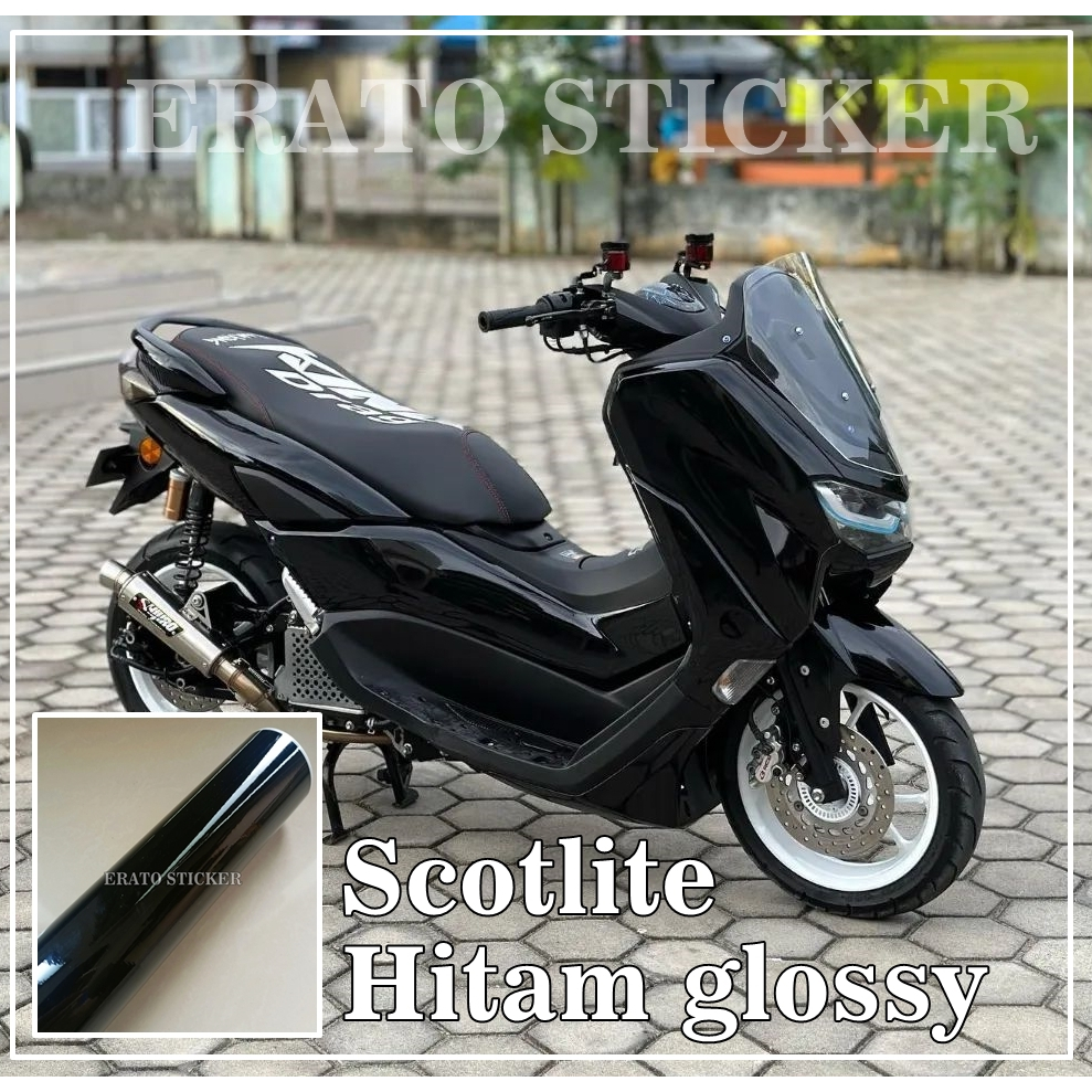 Jual Scotlite stiker motor hitam glosy skotlet hitam glossy scotlait ...