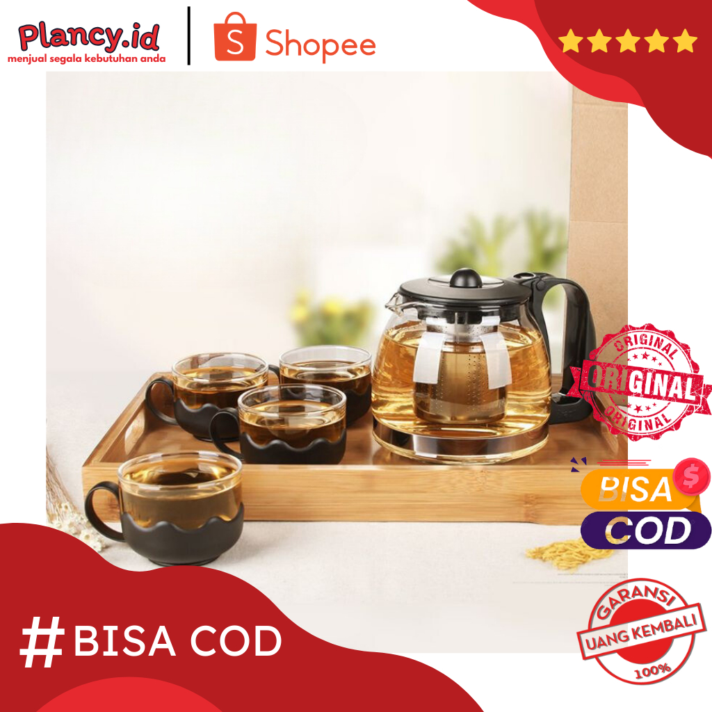 Jual Plancy.id - Tea pot set aesthetic Isi 5 [BISA COD] Kaca Tebal ...