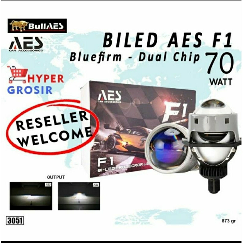 Jual Projector BILED AES F1 AES 3inchi Bluefirm Dual Chip Led 70 W ...