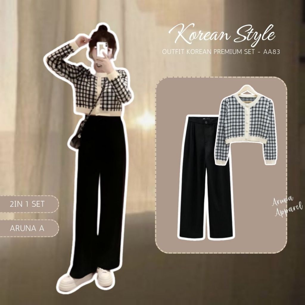 Jual One Set Wanita Korean 2in 1 One Set OOTD Korean Outfit Cewe Korean One Set Korean Outfit ...