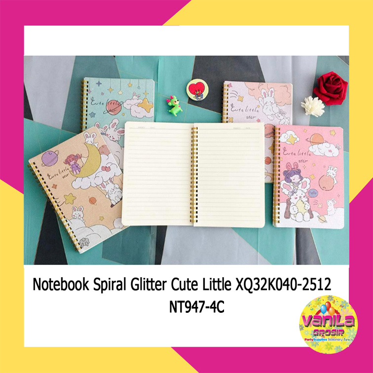 Jual (1Pcs) Notebook Spiral Glitter Cute Little uk A5, notes Spiral ...