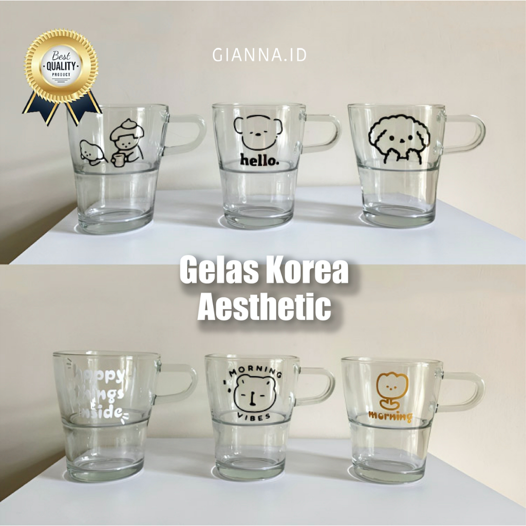 Jual !! NEW ARRIVAL !! || Gelas Korea Aesthetic | Gelas Kaca | Gelas ...