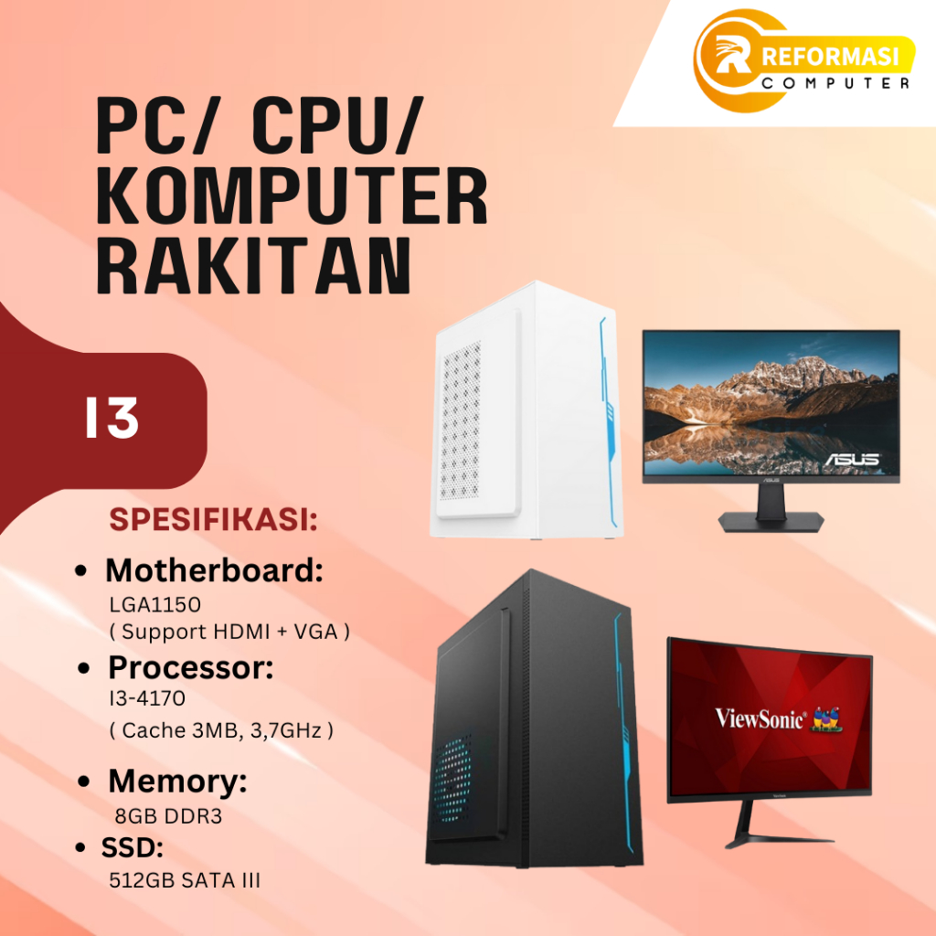 Jual CPU RAKITAN / PC RAKITAN Intel Core i3 4170tray Ram ddr3 8GB SSD ...