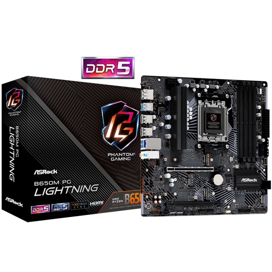 Jual ASROCK B650M PG LIGHTNING DDR5 AMD B650M AM5 MOTHERBOARD | Shopee ...