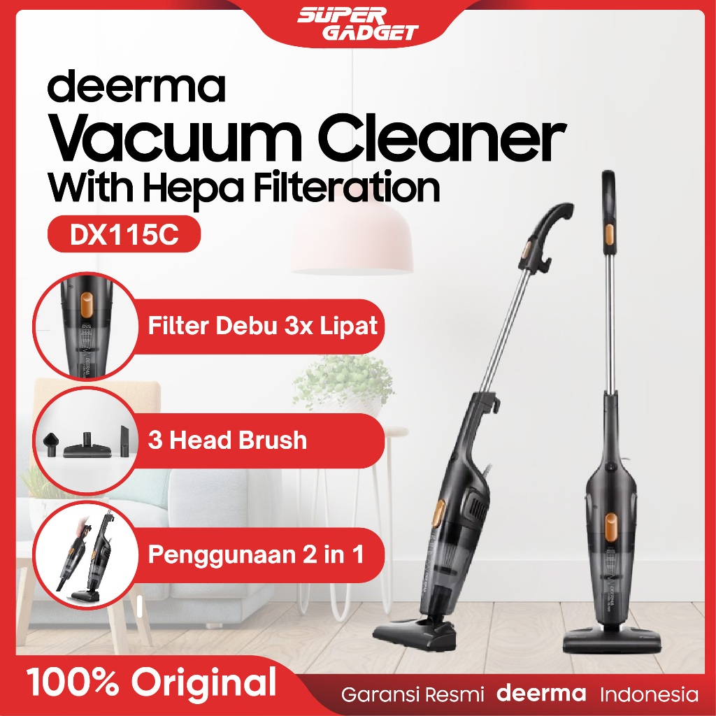 Jual Deerma Vacuum Cleaner DX115C with Hepa Filteration 2 in 1 Penyedot ...