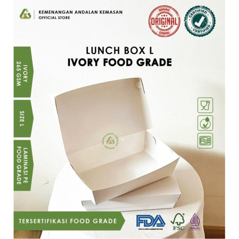 Jual LUNCH BOX IVORY / SIZE L / Bahan Ivory Laminasi PE Food Grade ...