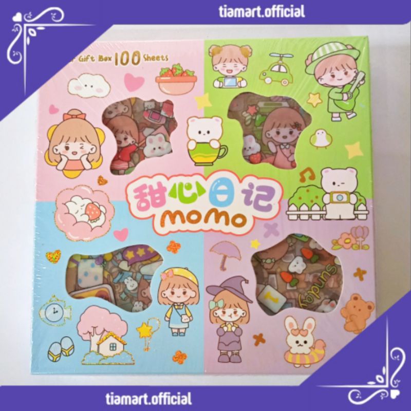 Jual [PCS] Stiker Set Momo Karakter Lucu Motif Kartun 100 Lembar ...