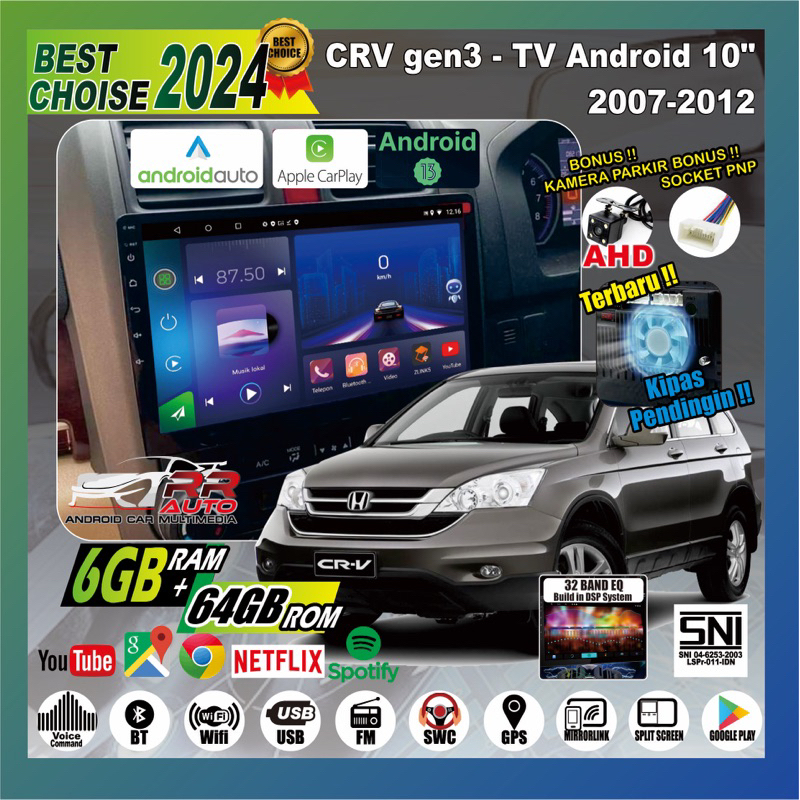 Jual CRV GEN3 2008-2012 | 6+64gb,Tape TV Mobil,Headunit Android OS 13,Apple Carplay,AndroidAuto ...