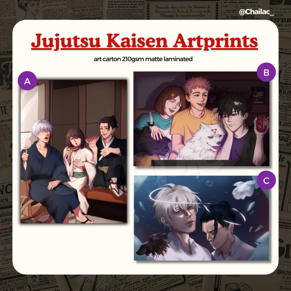 Jual Art Print Poster Jujutsu Kaisen Jjk - Gojo Geto Shoko Yuuji Megumi ...
