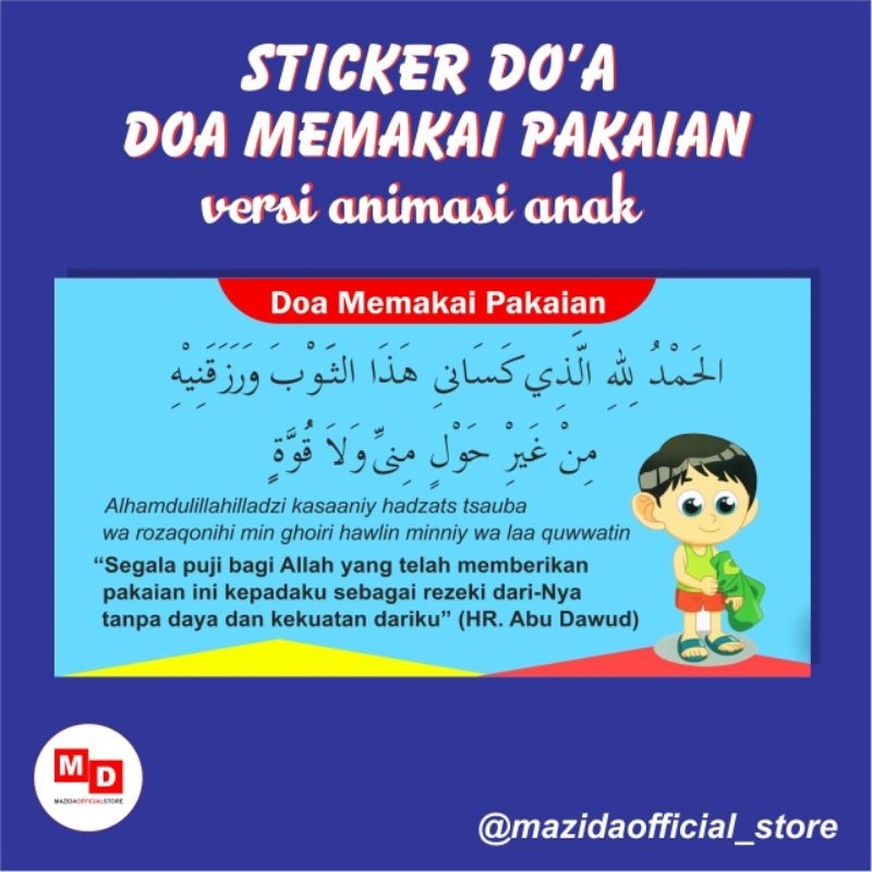 Jual Sticker Doa Memakai Pakaian Anak Ukuran Besar Anti Air | Shopee ...