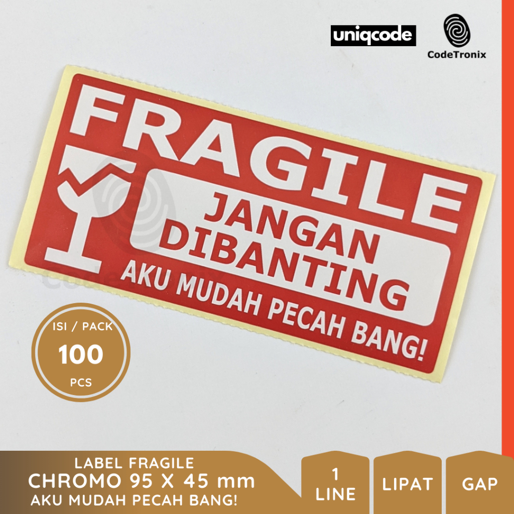 Jual Label Sticker Kertas Fragile 95x45 Jangan Dibanting Mudah Pecah ...