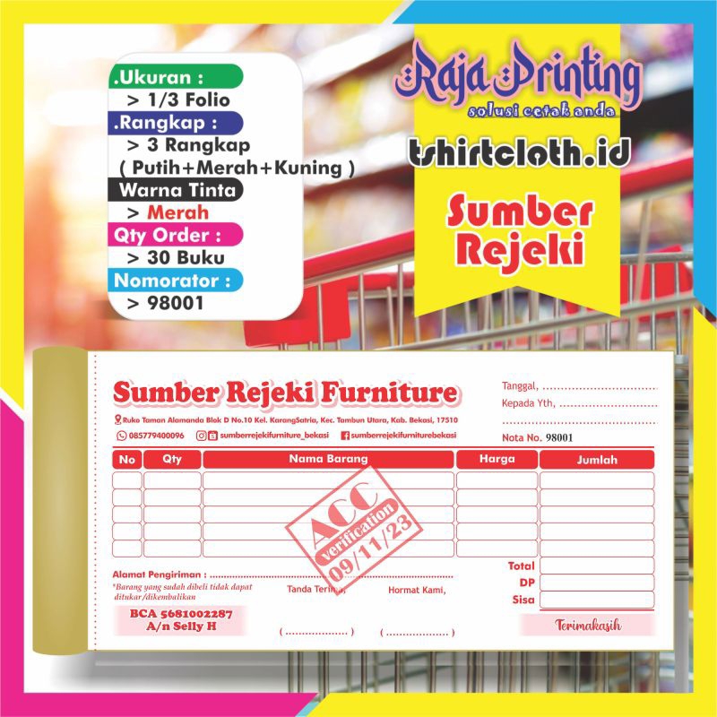 Jual CETAK NOTA 1/3 3 RANGKAP 3 PLY NOTA CUSTOM REQUEST NAMA TOKO ...