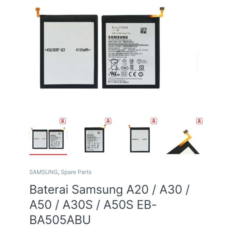 Jual BATERAI SAMSUNG A20 / A30 / A50 / A30S / A50S EB-BA505ABU | Shopee Indonesia