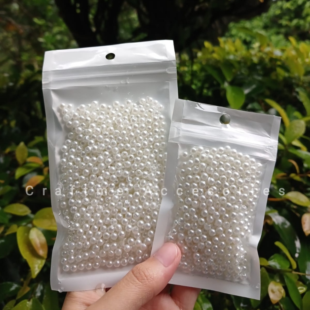 Jual 25g - Manik Manik Mutiara Ringan 4mm Warna Putih | Shopee Indonesia