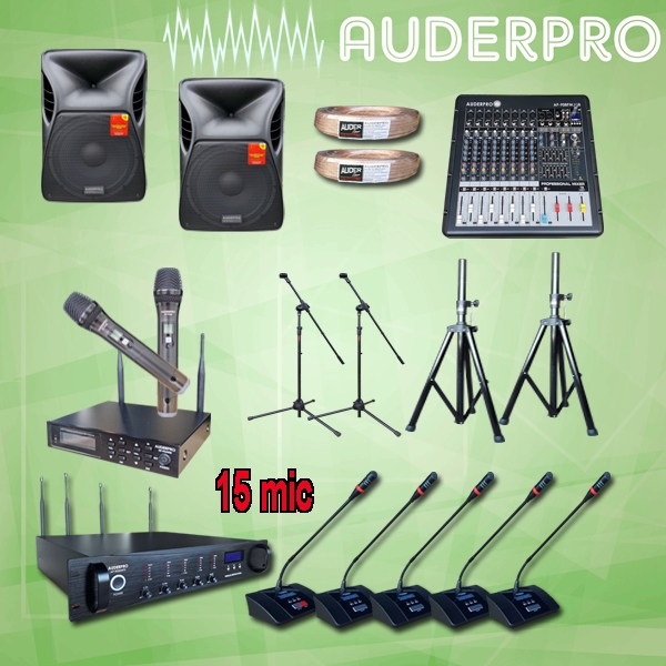 Jual PAKET AUDERPRO MIC WIRELESS CONFERENCE D PAKAI 15 MIKROFON LUS ...