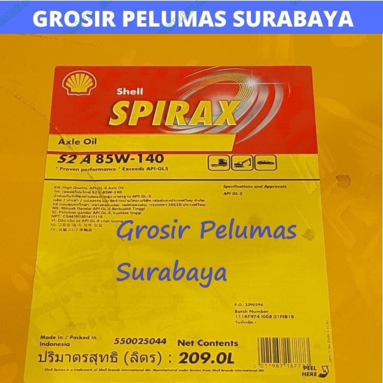 Jual Original Shell Spirax S2 A 85W-140 DRUM Oli gear axle gardan ...
