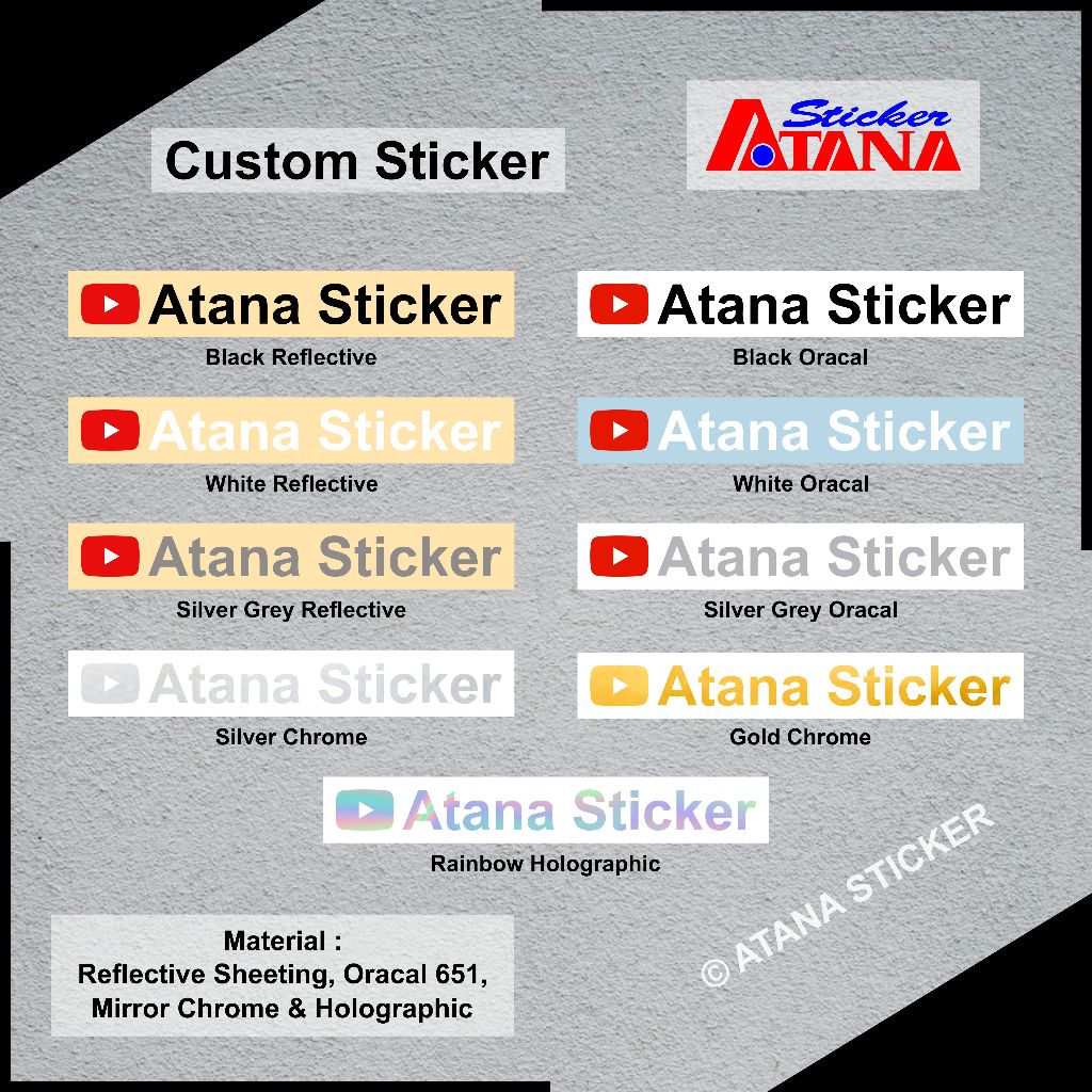 Jual Custom Stiker Cutting YouTube Reflektif Oracal Hologram Pelangi ...