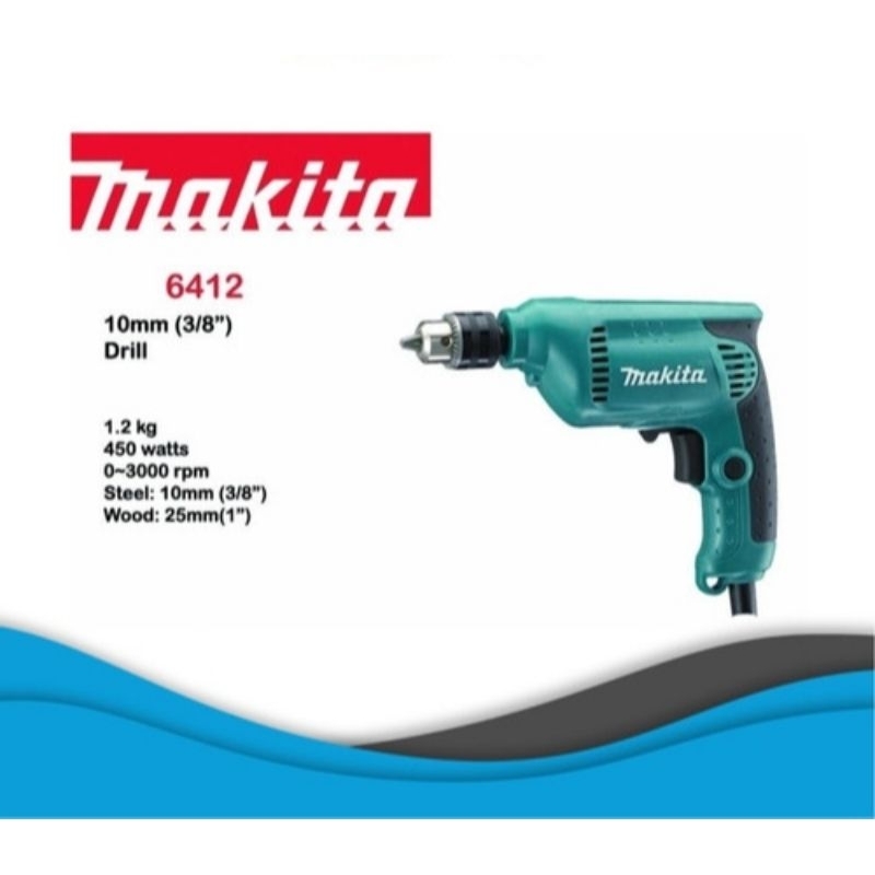Jual 6412 Makita Mesin Bor Tangan Besi Kayu 10 mm 2 Arah Variable Speed | Shopee Indonesia
