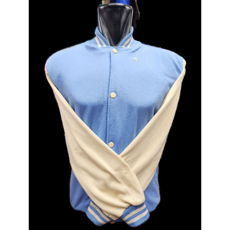 Jual varsity biru langit krem muda baseball kancing | Shopee Indonesia