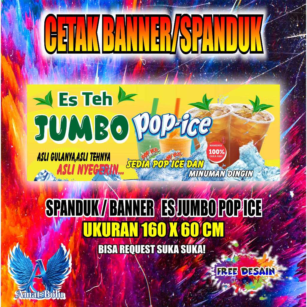 Jual Cetak Banner Cetak Spanduk ES JUMBO POP ICE 160X60 BISA REQUEST ...