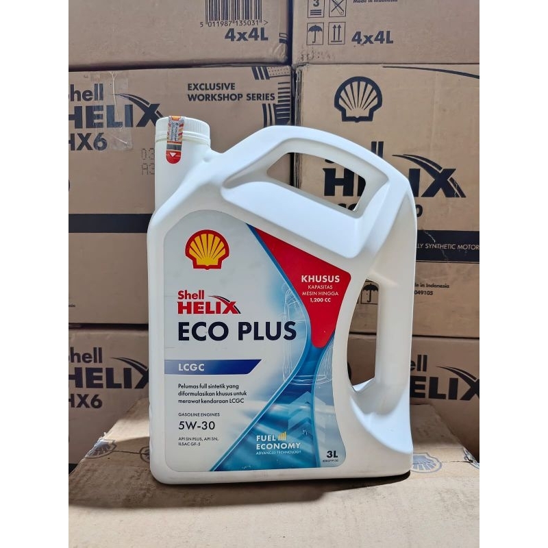 Jual OLI SHELL HELIX ECO PLUS 5W-30 LCGC 3L || ORIGINAL BARCODE ...
