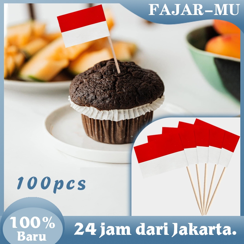 Jual 100pcs Tusuk Gigi Bendera Indonesia Topper Bendera Cake Topper ...