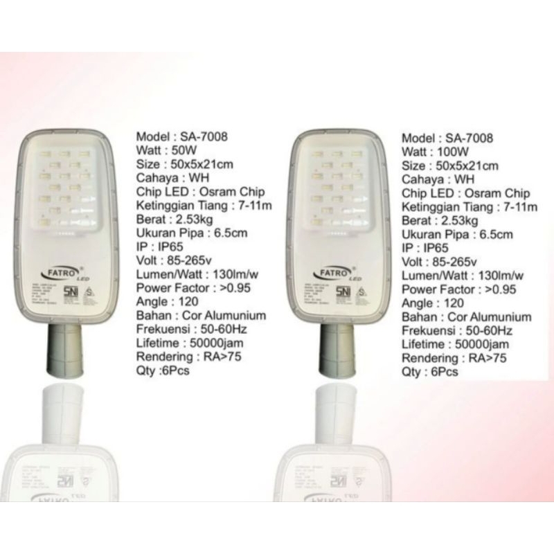 Jual Lampu jalan PJU 50W 100W Chip Osram SA 007 Fatro | Shopee Indonesia