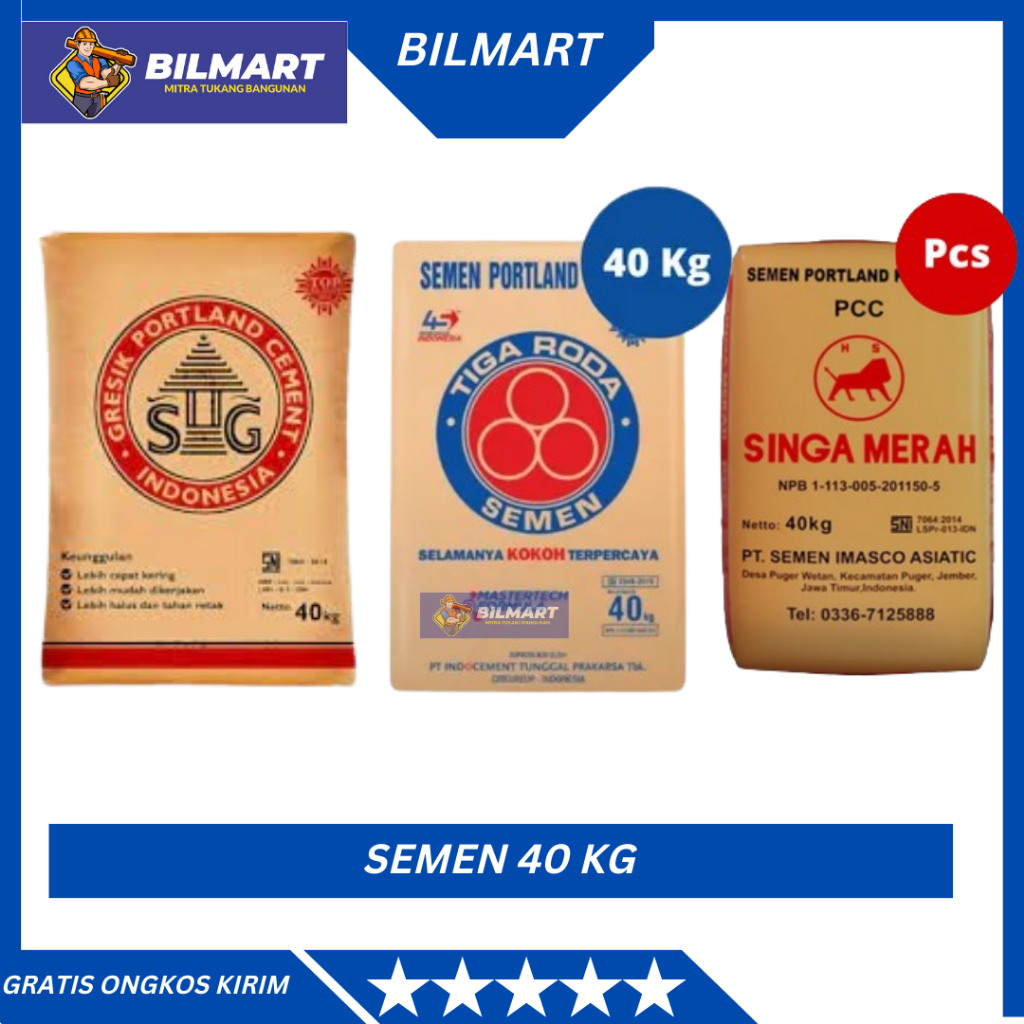 Jual SEMEN 40 KG TIGA RODA GRESIK SINGA MERAH | Shopee Indonesia