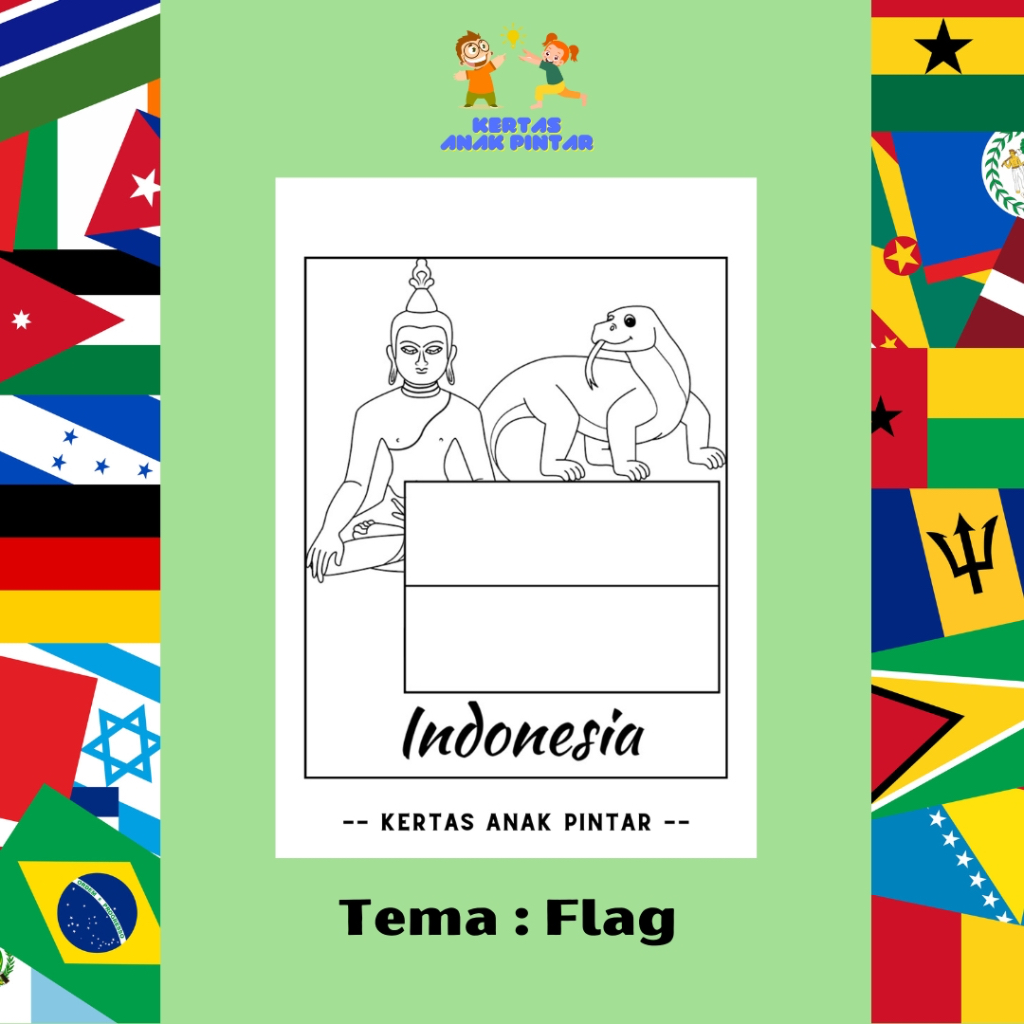 Jual KERTAS MEWARNAI ANAK / COLORING FOR KIDS / TEMA BENDERA / TEMA ...