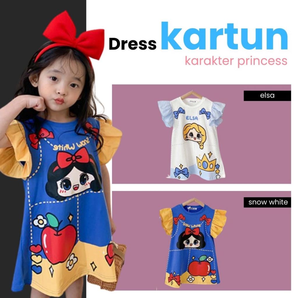 Jual [princesscoco] 1-8 Tahun Dress Anak Perempuan Putri Kartun Elsa ...